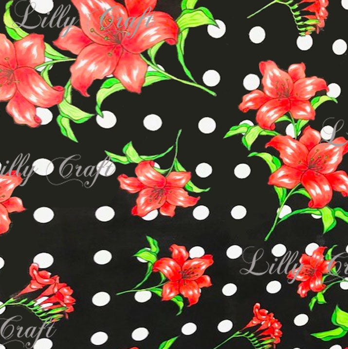 Lilly Craft Lillies on Colorful Fabrics Poly Cotton, 58"/60" Inches Wi ...